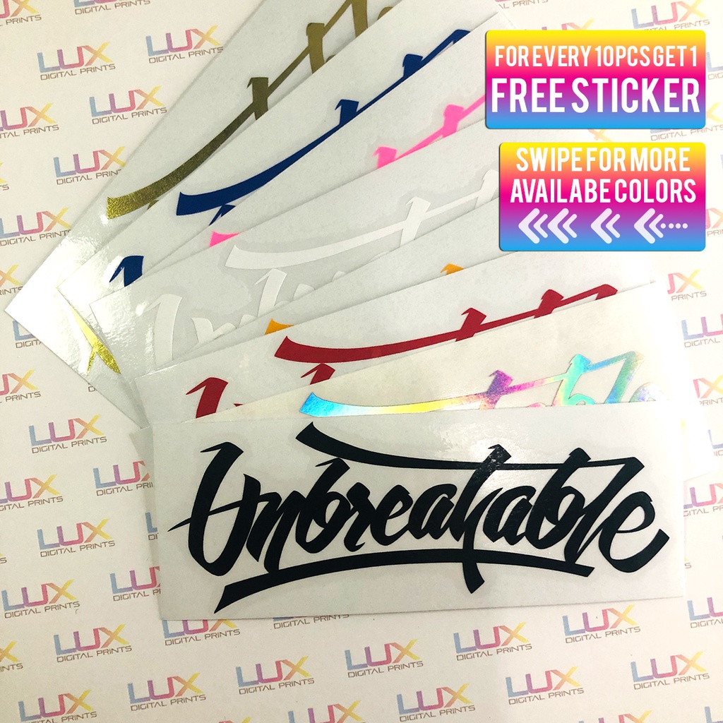 UNBREAKABLE Die-Cut Vinyl Sticker/Decal/car/motor/laptop/mugs/tumblers ...