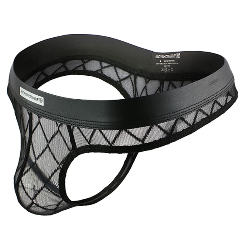 Men Super Thin Plaid Mesh G String Transparent Sexy Briefs Male Thong ...