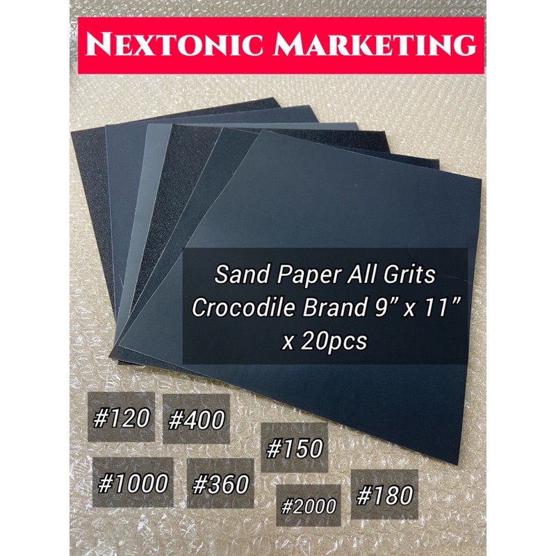 Sand Paper 9” x 11” Assorted grits Crocodile Brand x 15pcs | Shopee ...