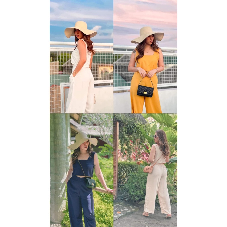 Sizzy Linen Coordinates | Squareneck Top and Wideleg Linen Coords Plain ...