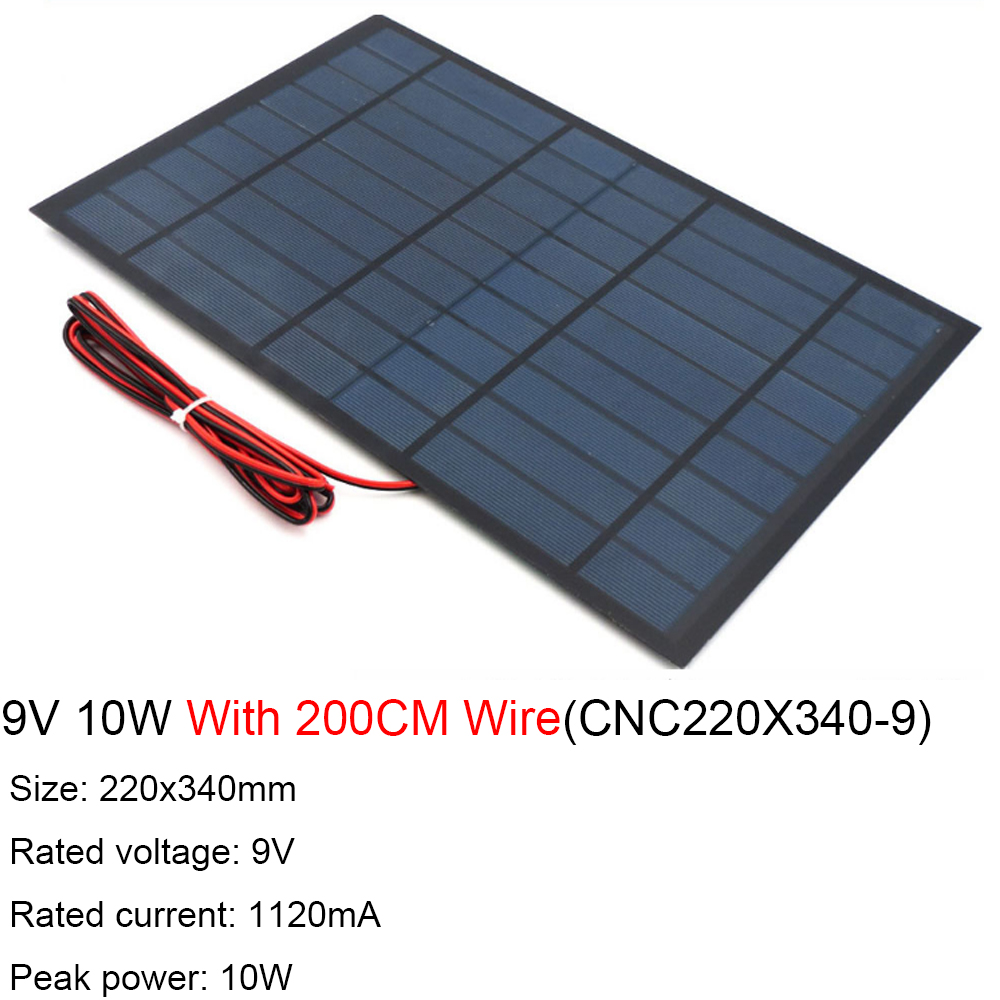 9V 12V 18V Solar Panel With 100 200CM Wire Mini Solar System DIY For ...