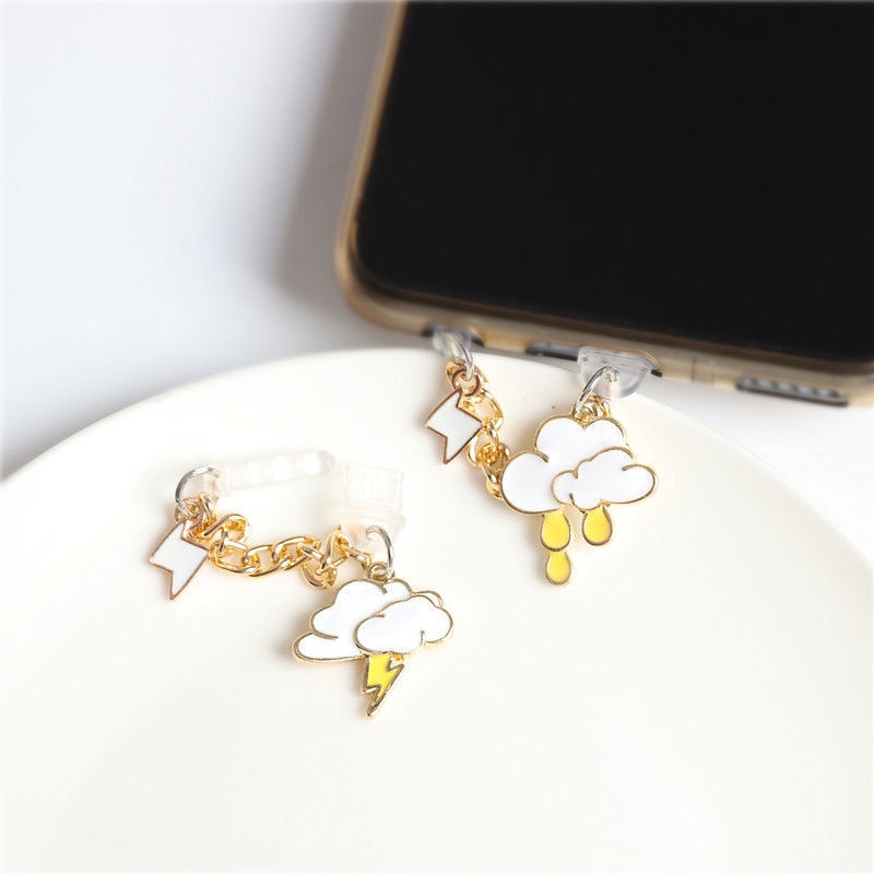 Mobile Phone Dust Plug Cartoon Clouds Raindrop Lightning Headphone Jack ...