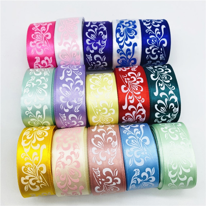 4.5m/Lot 25MM Polyester Ribbon Printing Flower Satin Ribbon For Hair ...