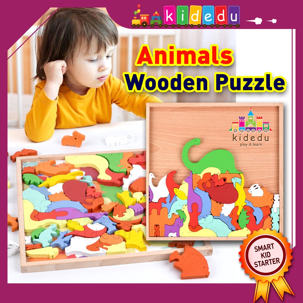 KIDEDU Zootopia Animals Wooden Jigsaw Puzzle for Kids Toy Early ...