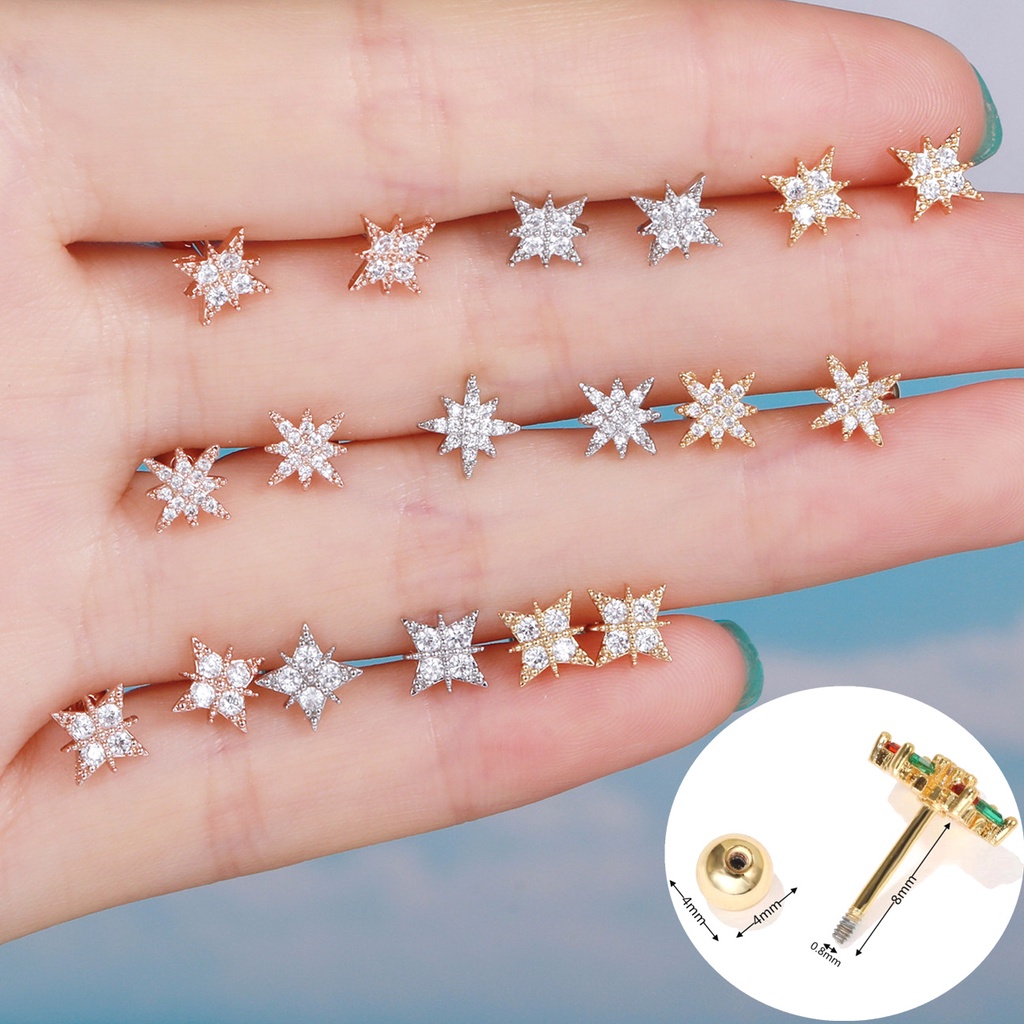 [New Arrival] Mini Eight-Pointed Star Ear Bone Studs Twisting Ball ...