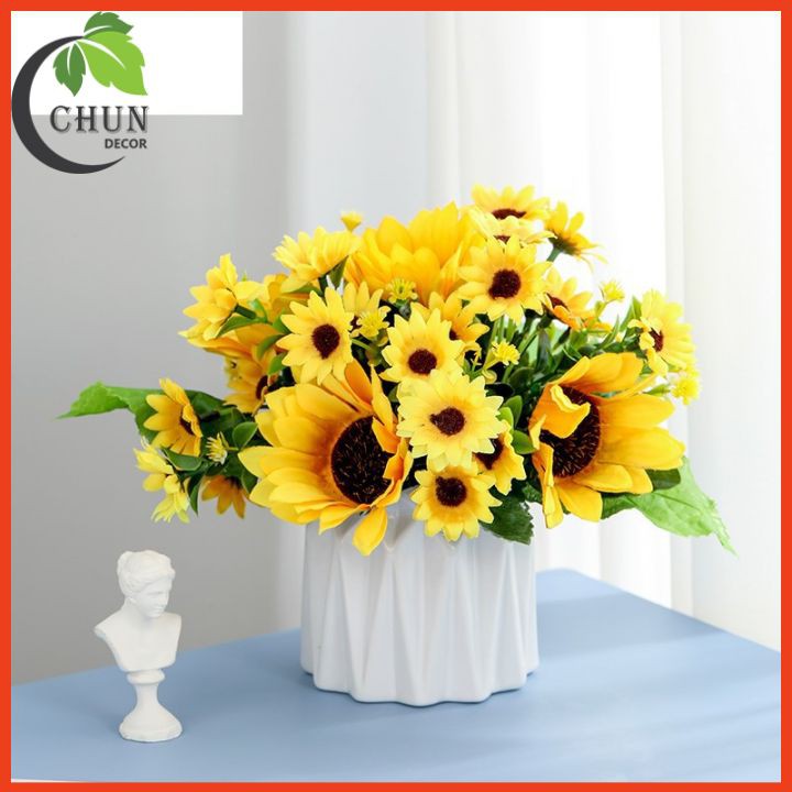 Silk flower vase - mini sunflower vase with many models 15-18cm high to ...