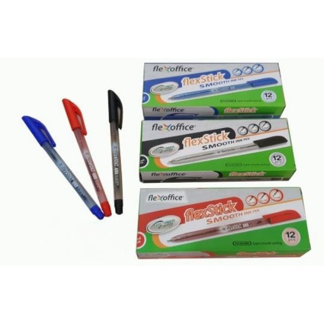 Flex Office Flexstick Smooth Ink Pen Ballpen 12pcs Nobles | Shopee ...