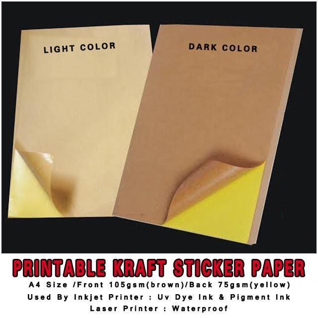 (100pcs) Printable Kraft sticker paper & sticker paper matte / glossy ...