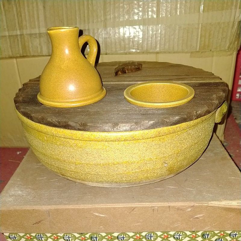 Clay Pot Wood Cover with Mini Pourer and Cup | Shopee Philippines