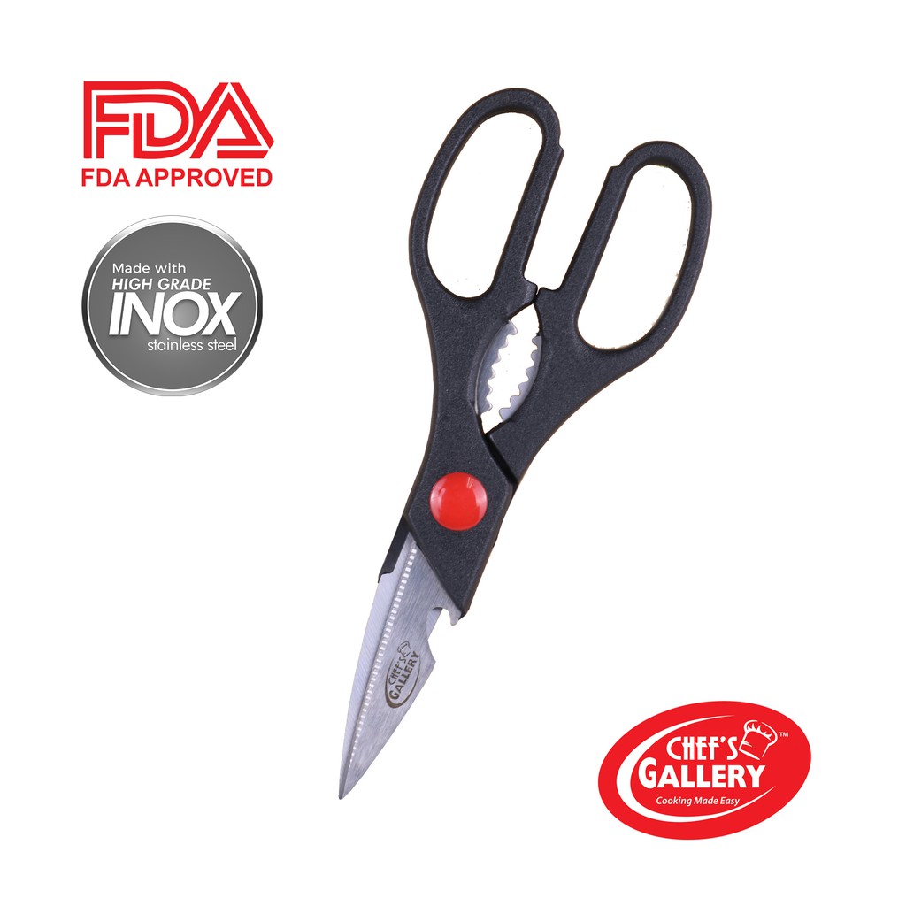 Chef's Gallery Inox Stainless Steel Kitchen Scissor | 100% Food Grade ...