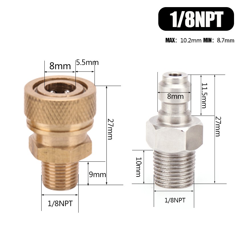Stainless Steel 1/8NPT Quick Disconnect Male Plug Female Plug Coupler ...