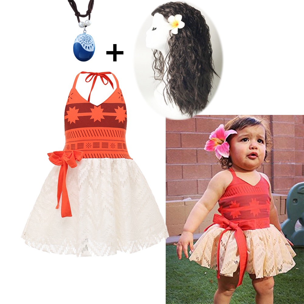6M-6Y Baby Moana Kids Girl Disney Princess Moana Dress for Kids 4pcs ...