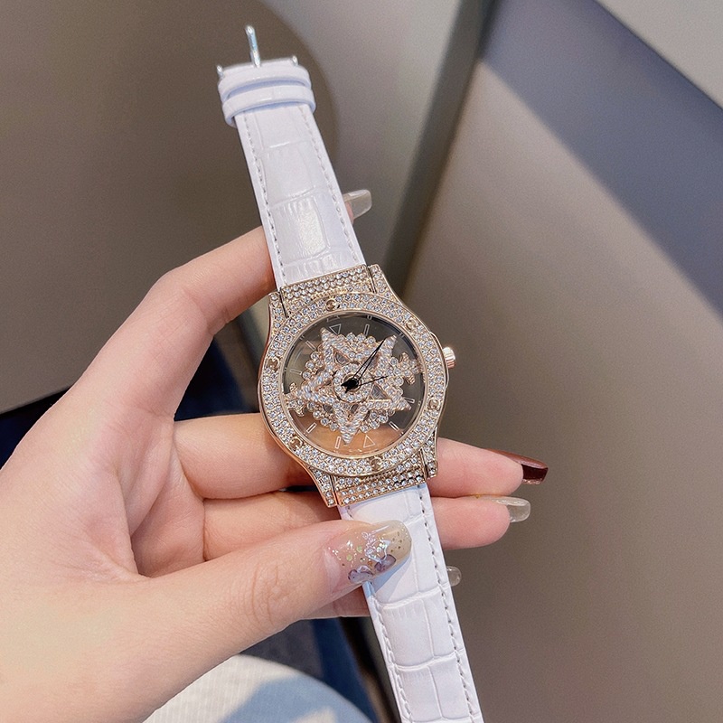 Pentagonal Star Diamond-Studded Time Open Ladies Watch Fashion ...