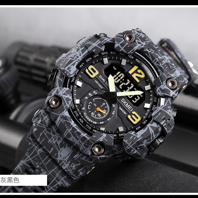 SKMEI Watch for Men Sports Shock Watch 3 Time Date Week Dual Display ...