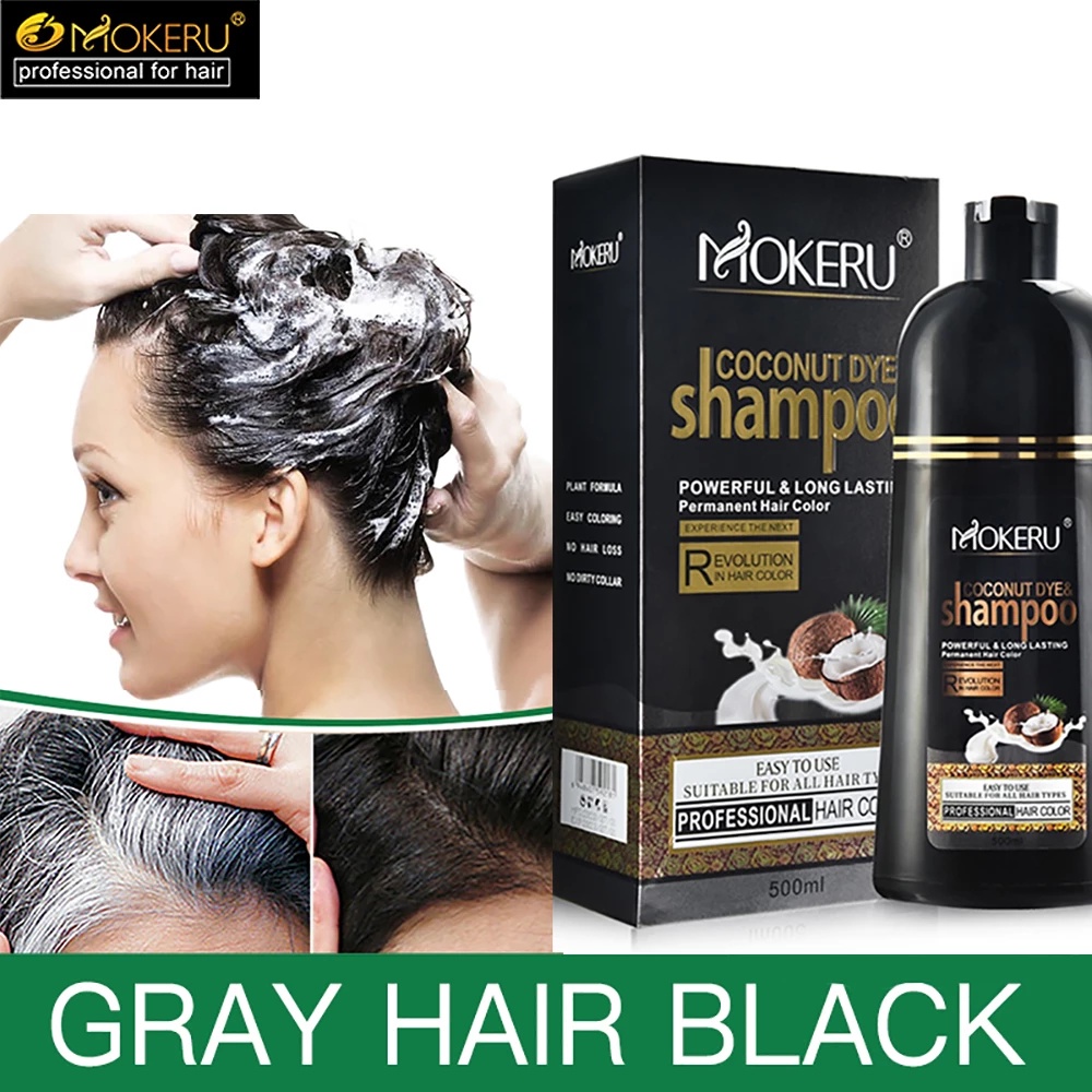 Mokeru 500ML Professional Coconut Hair Dye Shampoo Long Lasting Fast ...