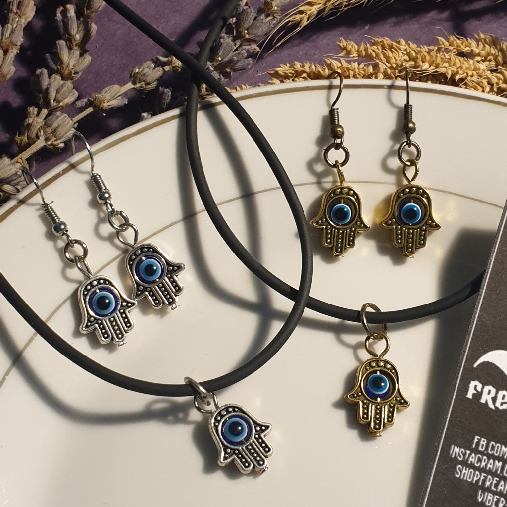 06 Hamsa with Evil Eye Charm Choker Necklace Gypsy Bohemian Gothic ...