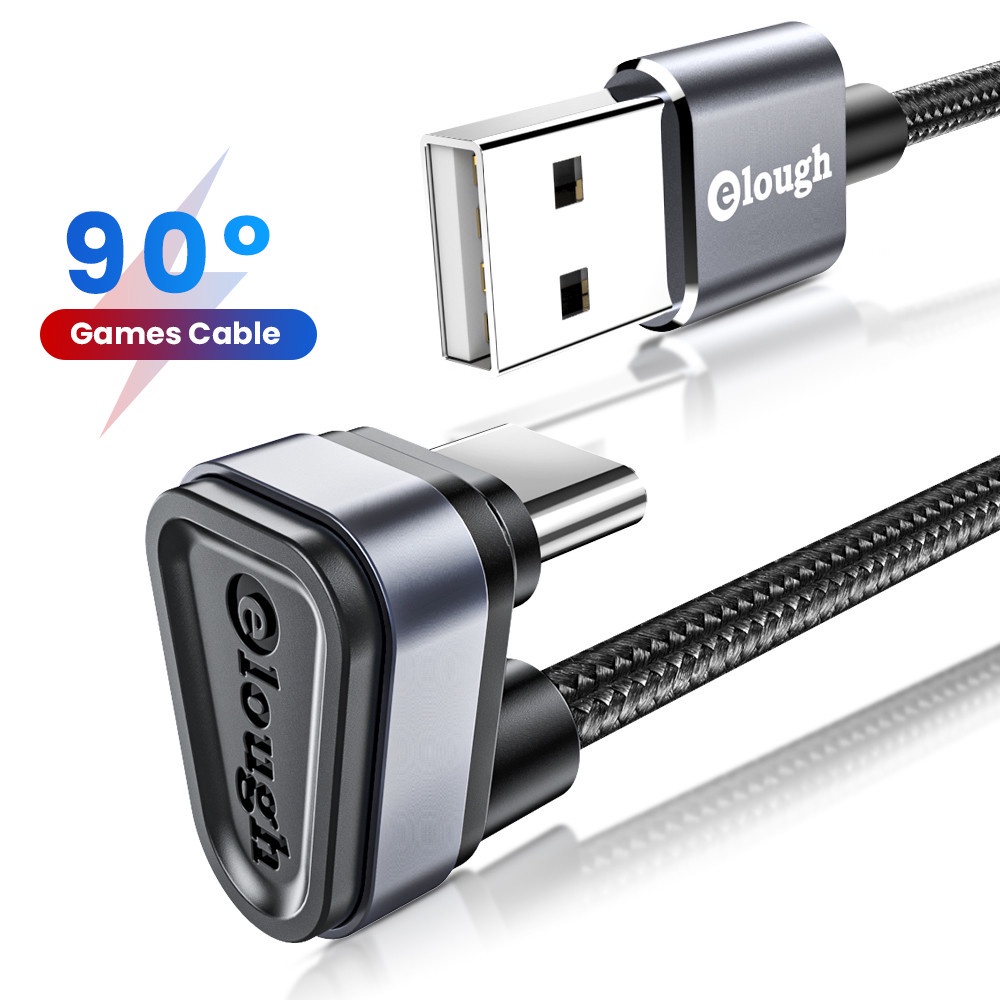 USB Type C Cable 2.4A 90 Degree Elbow Games Charge Wire Mobile Phone ...