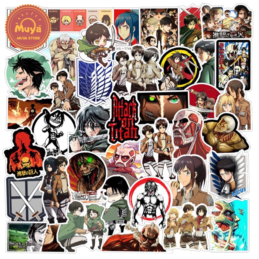 MUYA 50pcs Attack on Titan Stickers for Kids Japan Anime Stickers ...