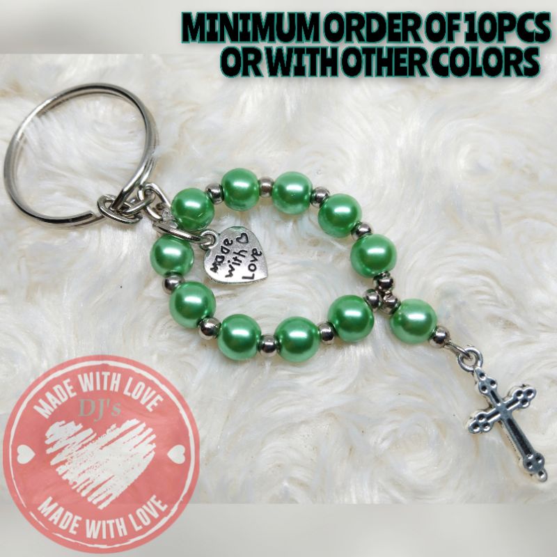 Keychain Mini Rosary Pearl Green Souvenirs / Baptismal Birthday ...