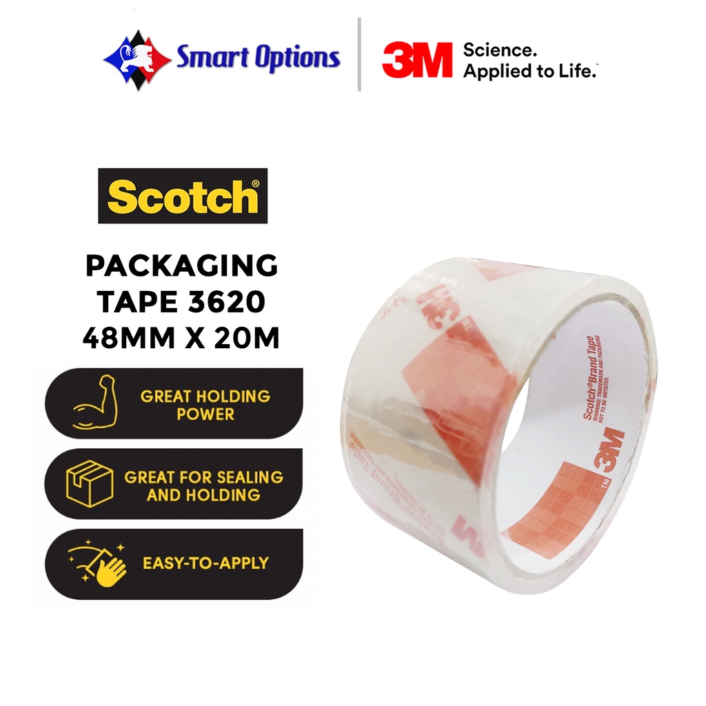 3M SCOTCH® PACKAGING TAPE 3620 48MMX20M | Shopee Philippines