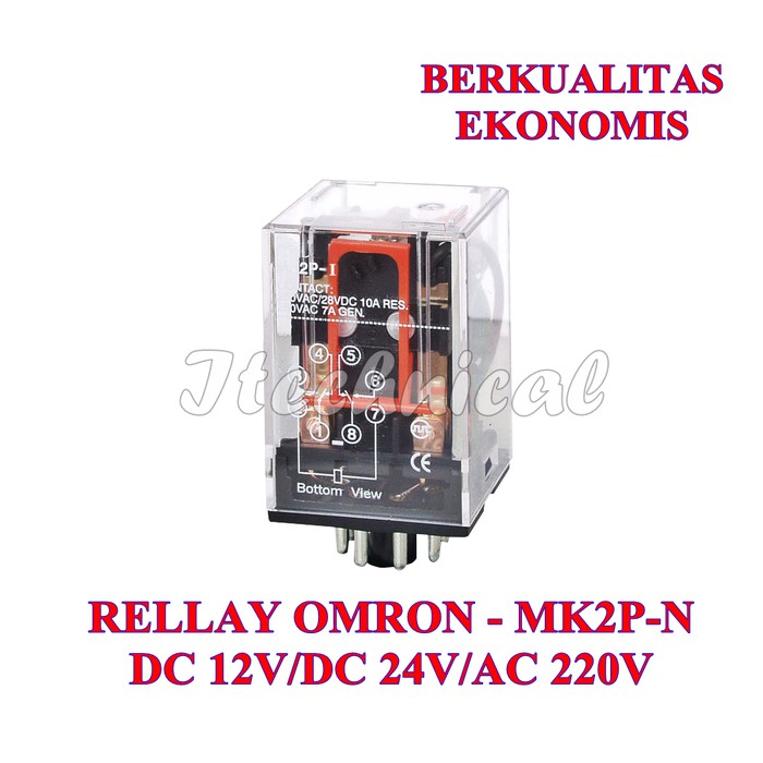 RELAY MK2P-N OMRON AC 220V / MK2P-N DC12V / MK2P-N DC24V 8 FEET ...