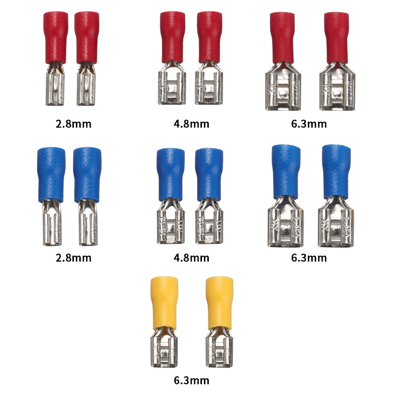 50Pcs 2.8mm 4.8mm 6.3mm Insulated Seal Spade Wire Connector Female Crimping Terminals Electrical ...