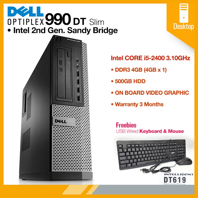 DELL OPTIPLEX 990 SLIM CORE I5-2400 500GB 4GB LEGAL WIN10 Home 64Bit ...