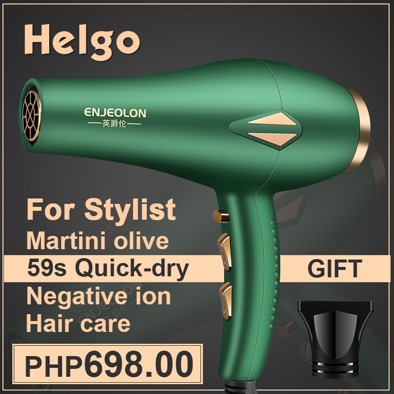 Helgo Professional Hair Dryer Hair Salon Blower (Green/Black)1250W ...