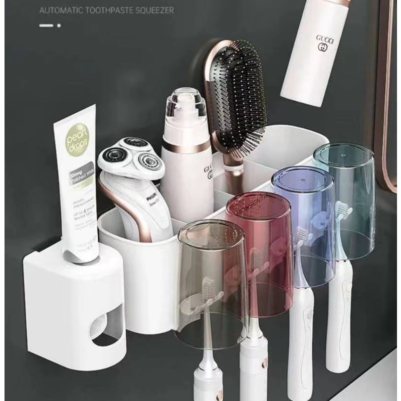 Toothbrush Holder Wall-Hung Toothbrush Cosmetic Storage Rack with ...
