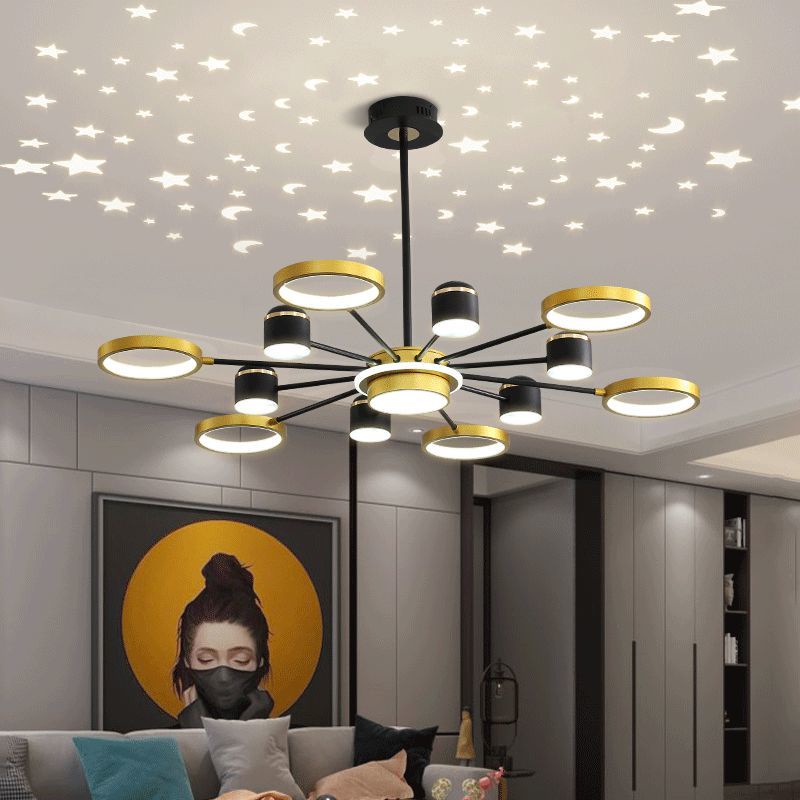 【Remote Control】Nordic Chandelier Multi-Head Led Ceiling Light Living ...