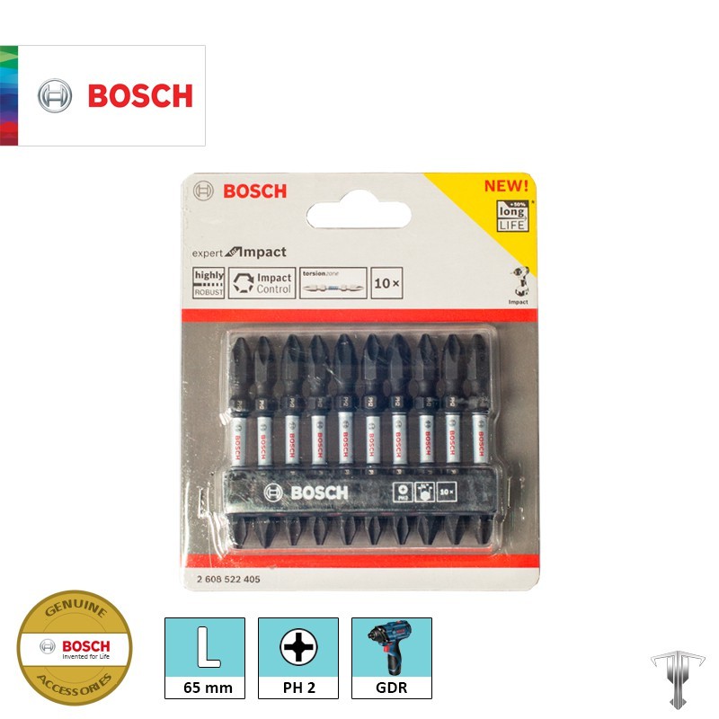 Bosch 2608522405 Impact Screwdriver Bit PH2 x 65 mm 10 pcs. | Shopee ...