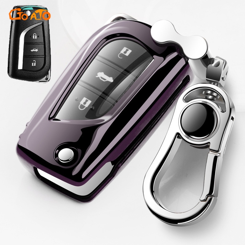 GTIOATO For Toyota Carbon Fiber TPU Car Key Cover Case Car Key Holder ...