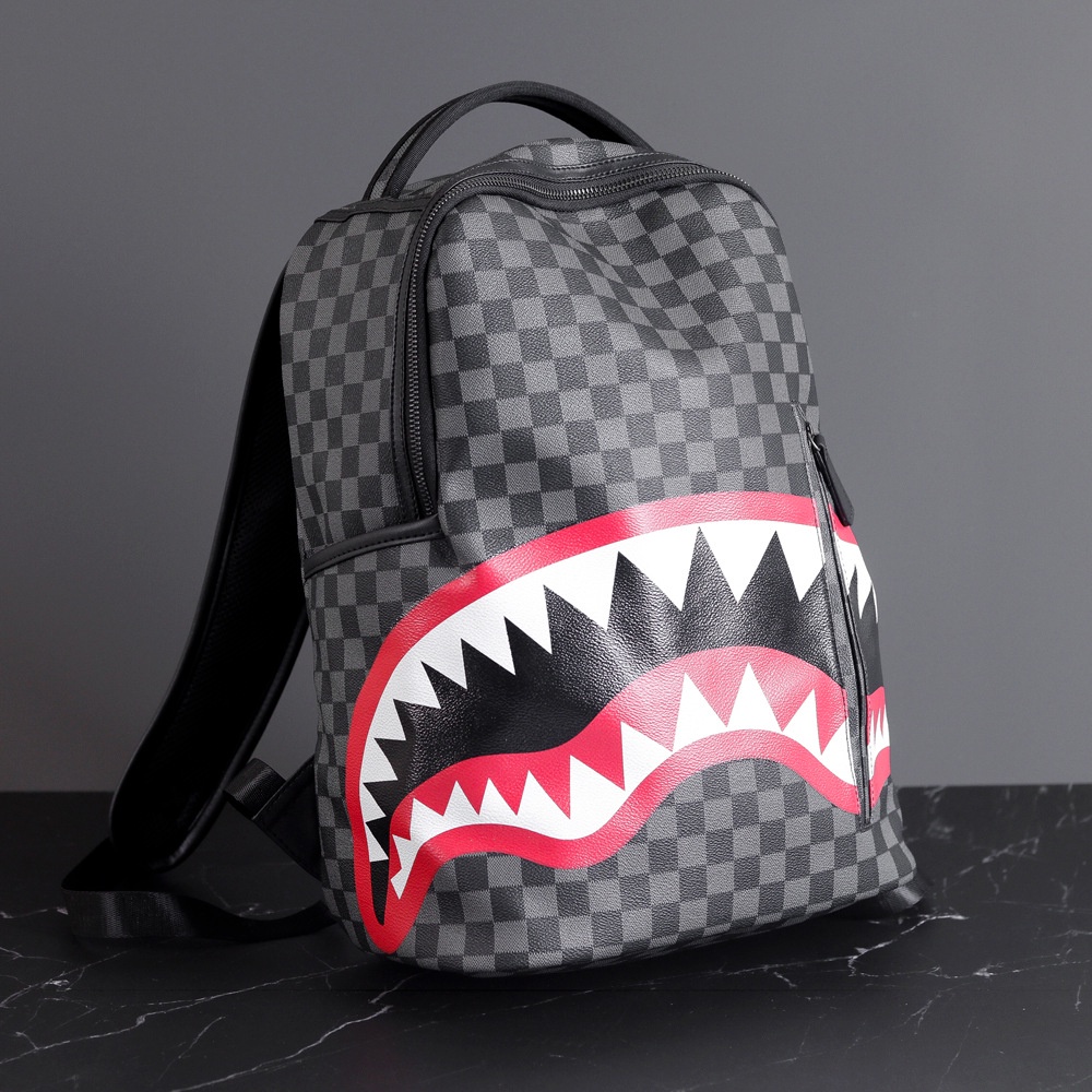 Super Fashion Men Travel Backpack Leather Large Capacity Shark Backpack ...