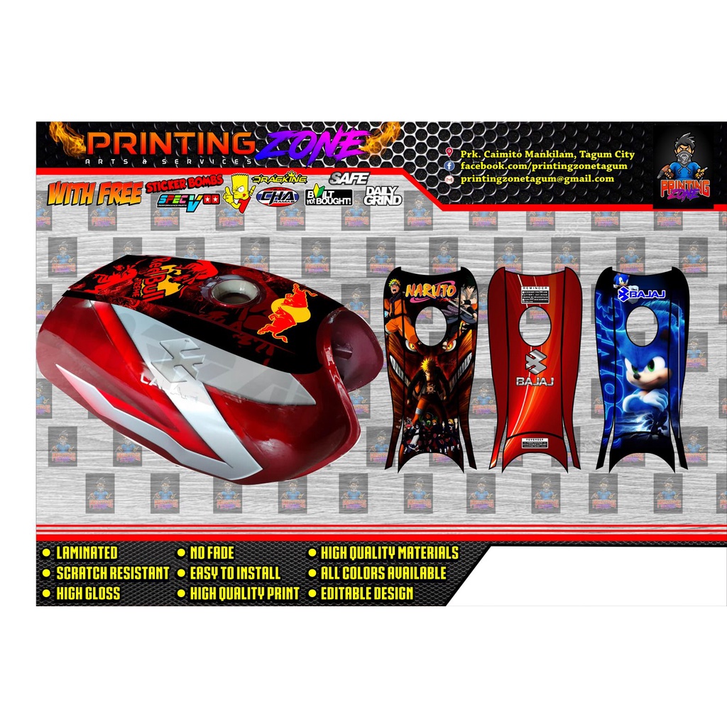 Bajaj 100 & 125 Top Gas Tank Sticker Decals High Quality, Durable ...