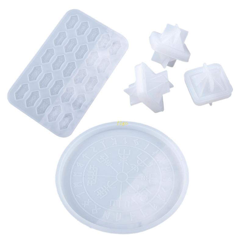 flgo Runes Symbol Cards Dice Crystal Epoxy Resin Mold Divination Board ...