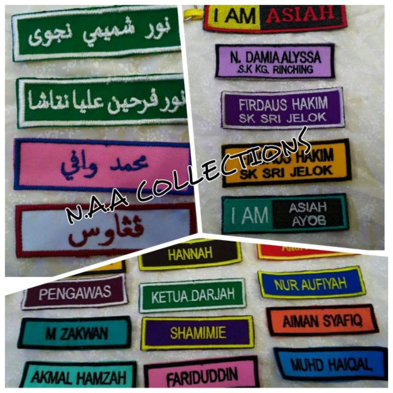 Embroidered School Name tag/Name tag/ rumi And jawi Name Signs, mini ...