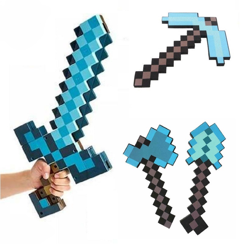 PH Minecraft Toy EVA Foam Diamond Pickaxe Gun Axe Hamaxe Sword Toy Action Figure Toy Cosplay ...