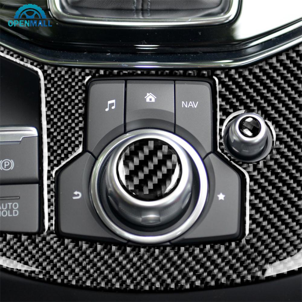 OM 2Pcs Carbon Fiber Car Center Console Multimedia Volume Button Cover ...