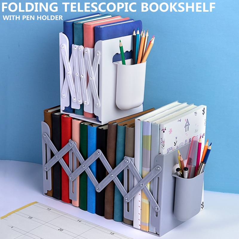 Expandable Book Stand Adjustable Metal Bookshelf Book Rack Support ...