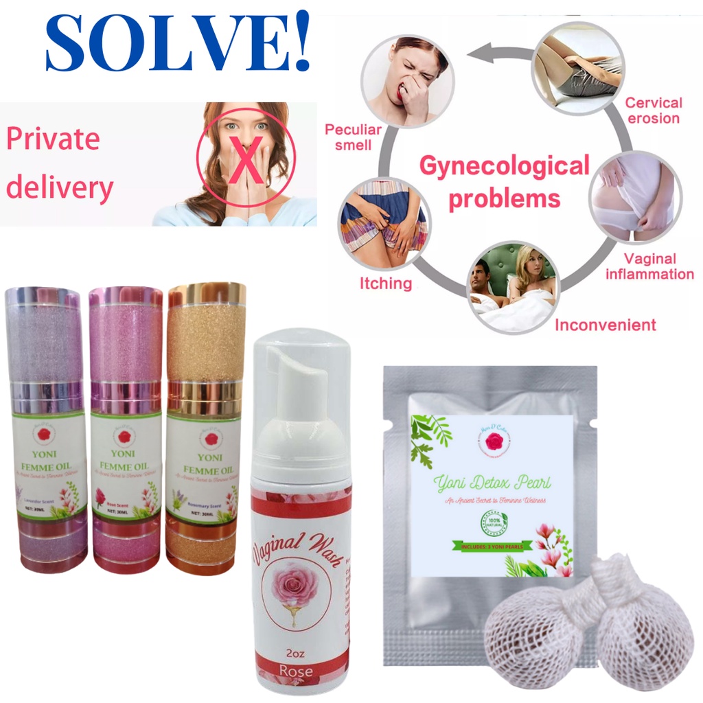COMBO [Detox Pearl + Yoni Oil + Feminine Wash] Womb Wellness Antifungal ...