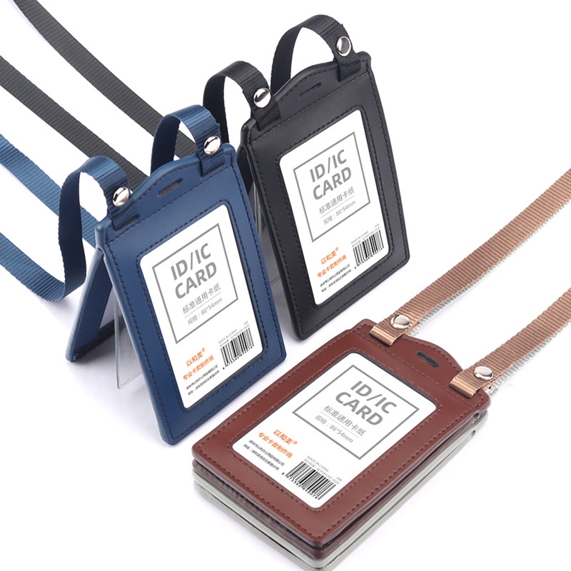 New multi-function card sleeve work card sleeve double buckle leather ...