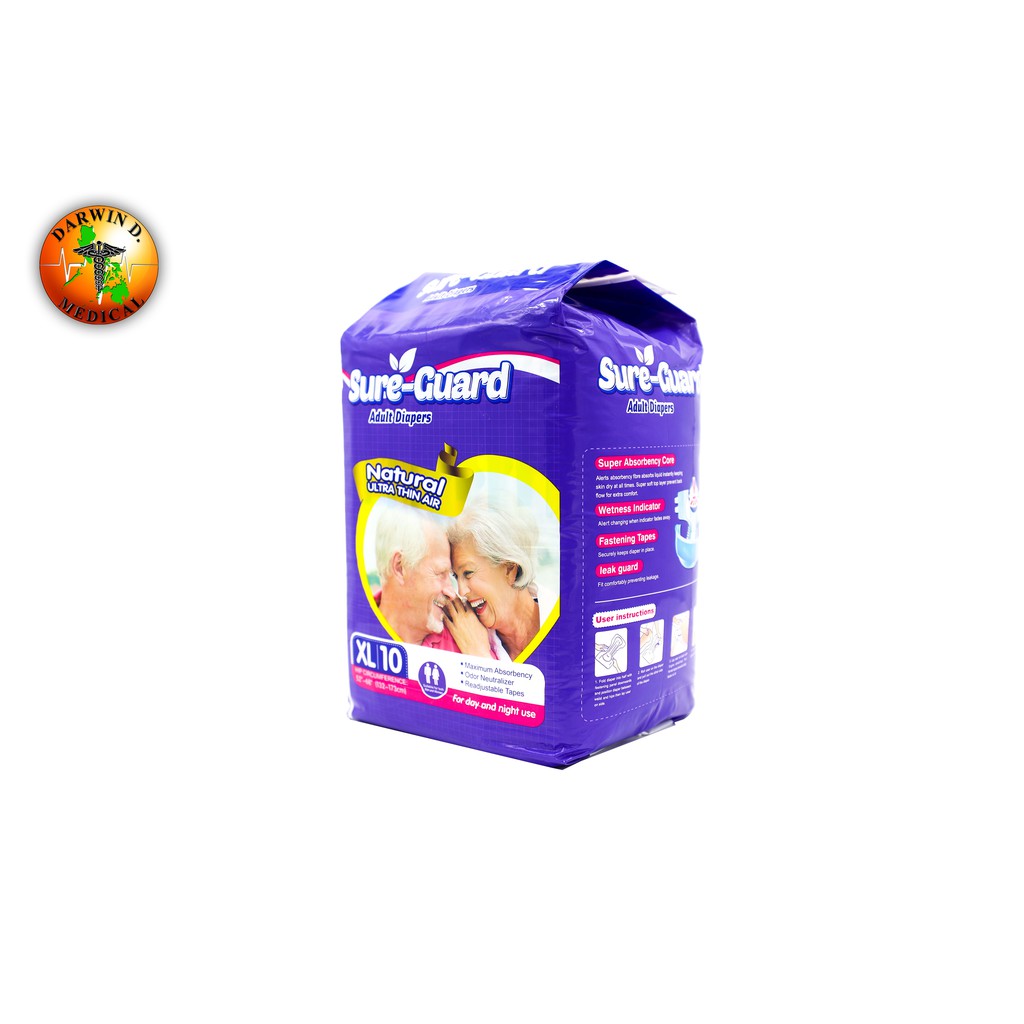 ADULT DIAPER SURE-GUARD EXTRA LARGE 10’S | Shopee Philippines