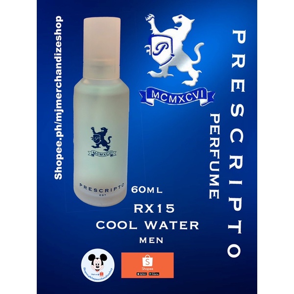 PRESCRIPTO PERFUME RX15 COOL WATER 60ML FOR MEN | Shopee Philippines