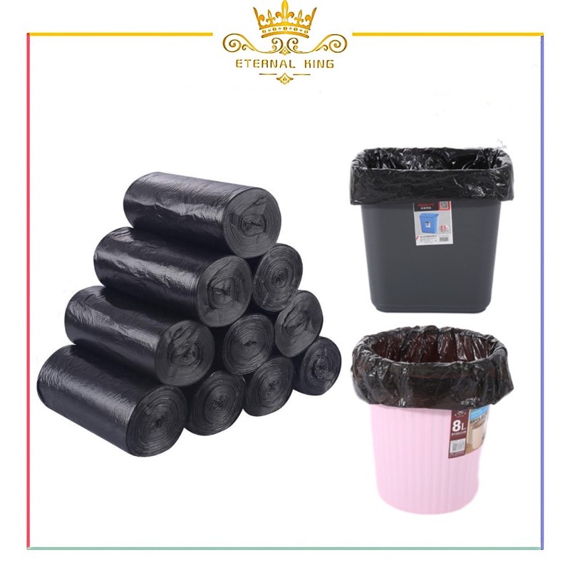 EK⚡️COD 15 Pcs per Roll Small Disposable Black Garbage Bag Bin Plastic ...