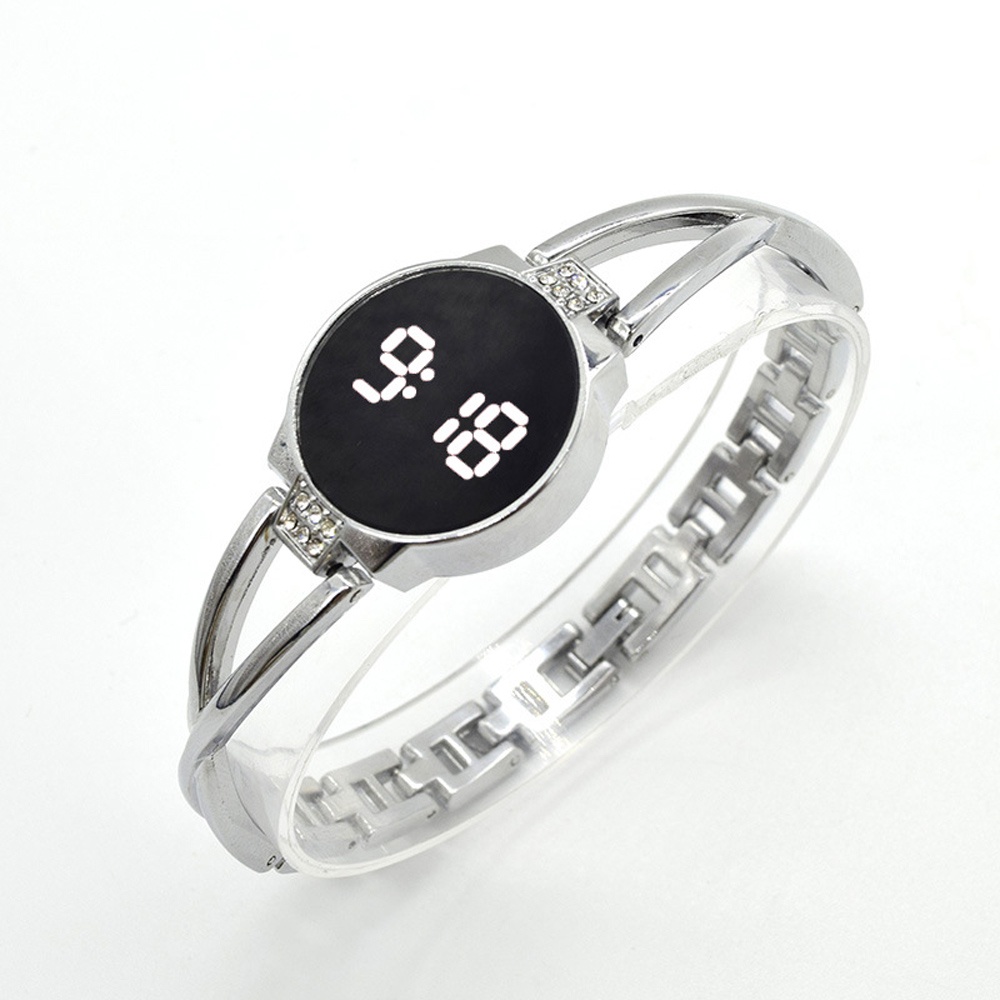 Women Stylish Digital Watch Round Dial LED Electronic Wristwatch Thin ...