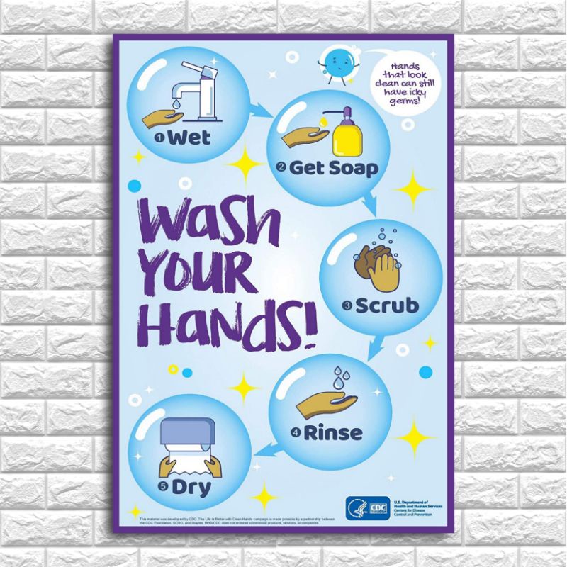 Wash Your Hands / Stay Healthy / Hygiene | A4 Size Laminated ...