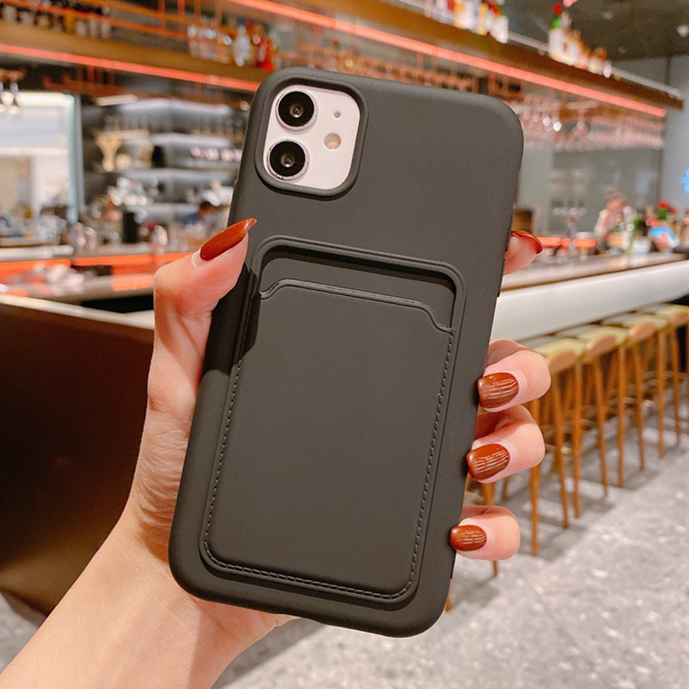 Simple Liquid Silicone Card Holder Phone Case for IPhone 11 13 Pro Max ...