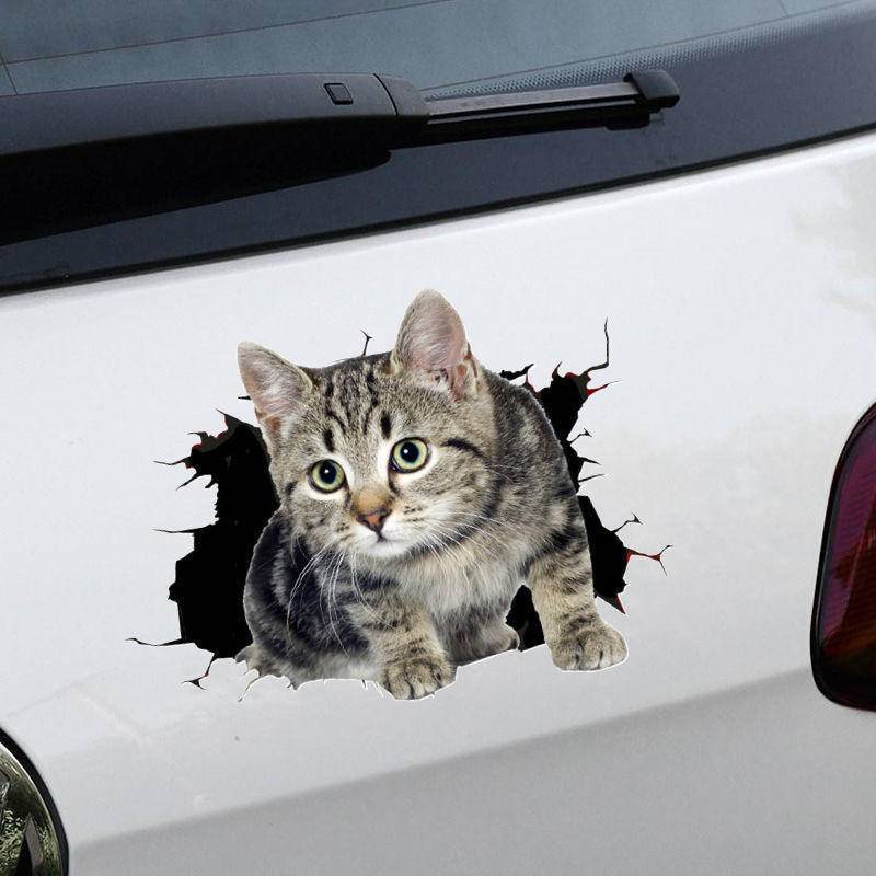 Creative Unique 3D Three-Dimensional Kitten Car Sticker Cute Funny Cat ...