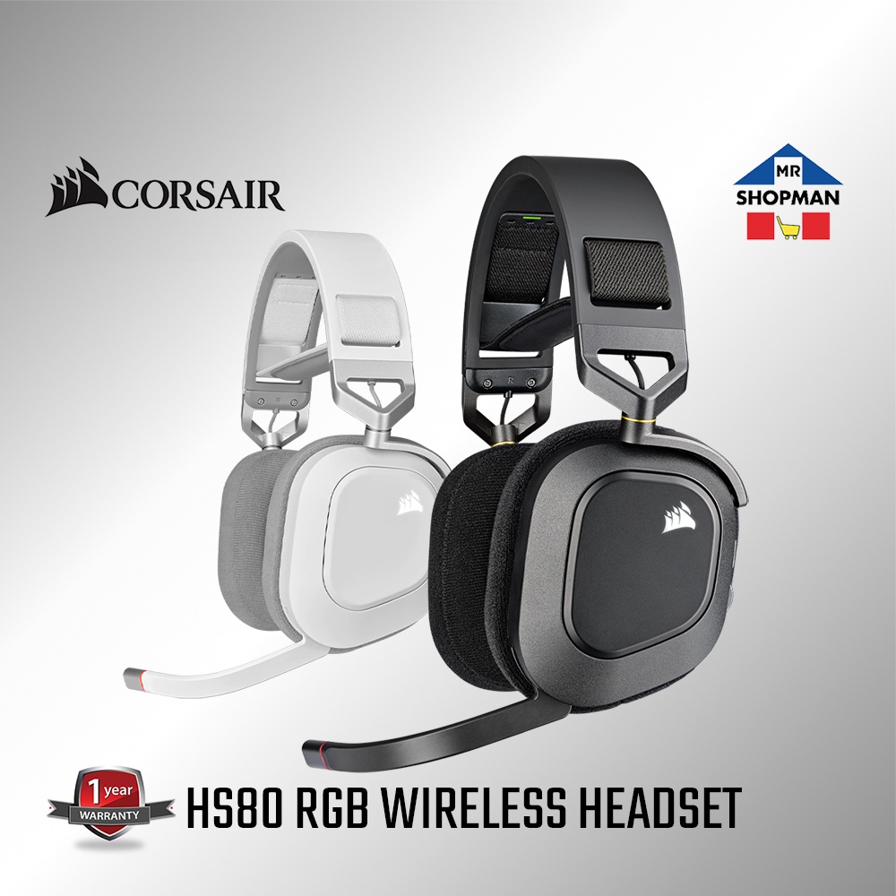 Corsair HS80 RGB Wireless Gaming Headset Dolby Atmos Black / White ...