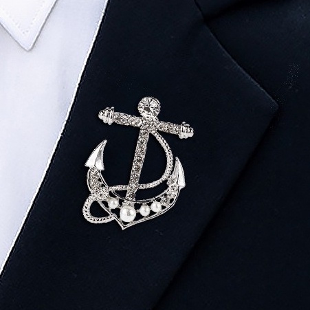 Fashion anchor-shaped men's Vest pin with pearls | Shopee Philippines